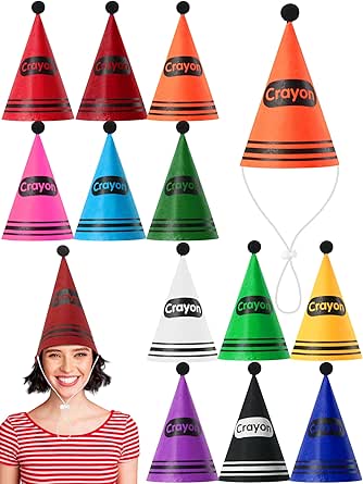 Amazon.com: JenPen 12 Pcs Crayon Hat with Pom Bulk Gnome Hats Felt ...
