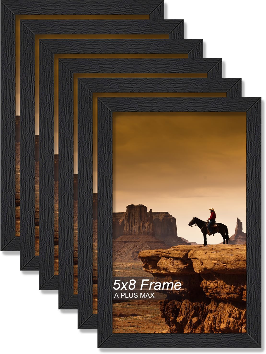 Amazon.com - A PLUS MAX 5x8 Picture Frame Set of 6, Black Engineered ...