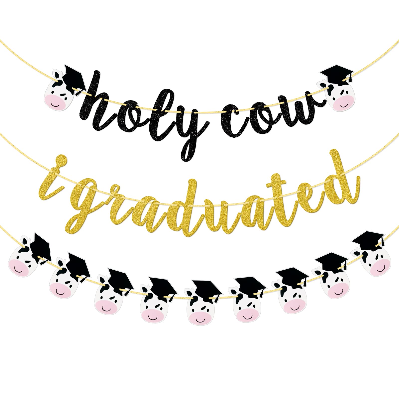 Amazon.com: Holy Cow I Graduated Banner, Pre-Strung Cow Themed ...