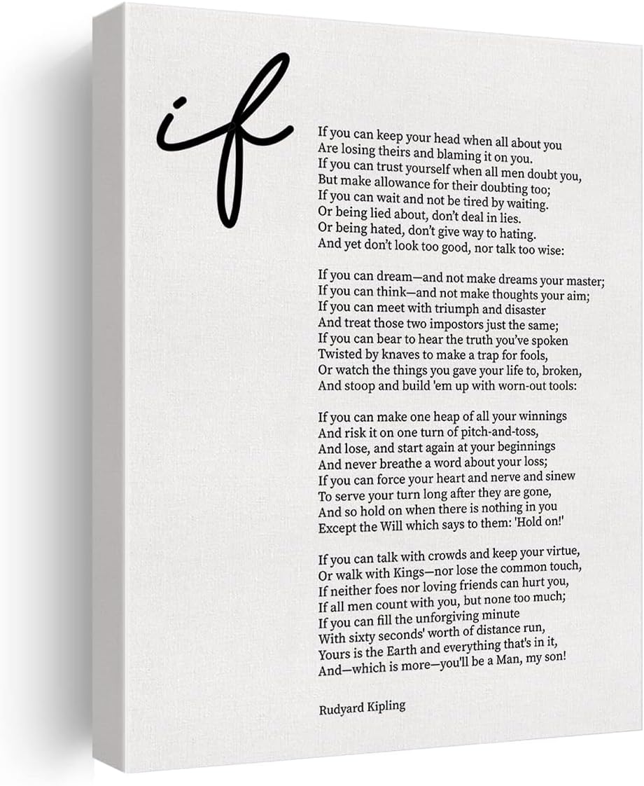 Amazon.com: Inspirational Poetry If Poem Canvas Wall Art Decor Poster ...