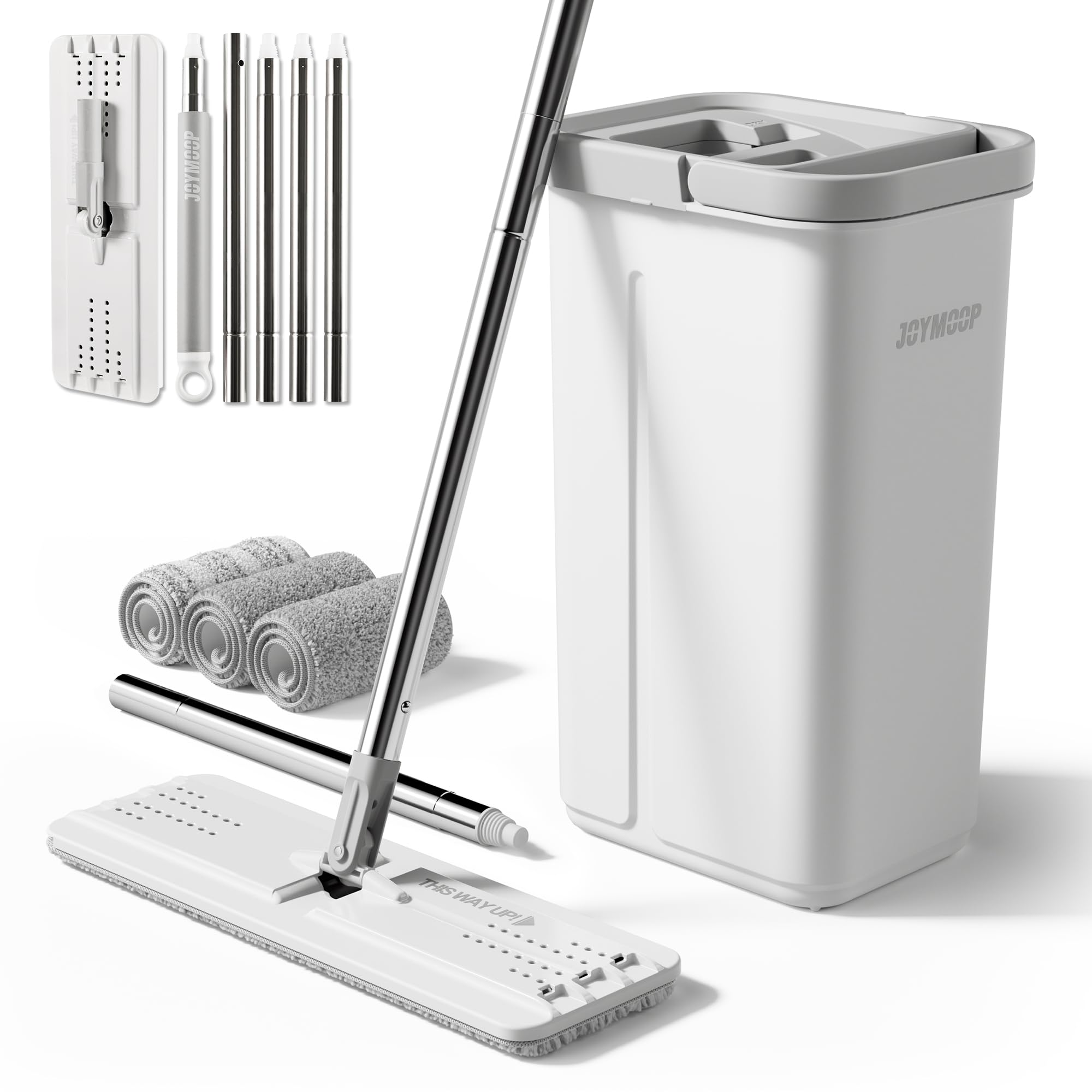 Amazon.com: JOYMOOP Mop and Bucket with Wringer Set with 61" Mop Handle ...