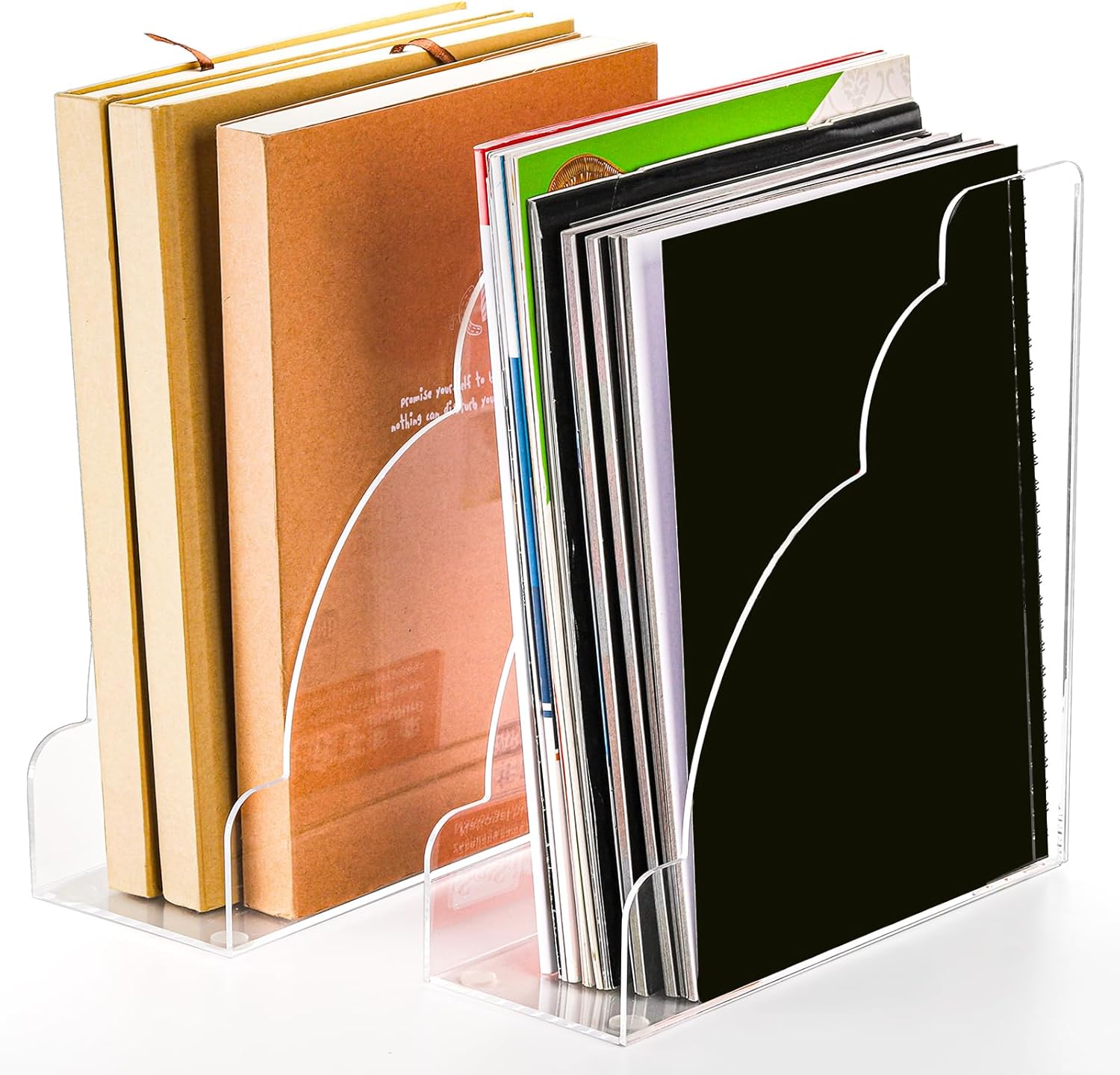 Amazon.com: Youeon 2 Size Acrylic Magazine File Holder, Vertical File ...