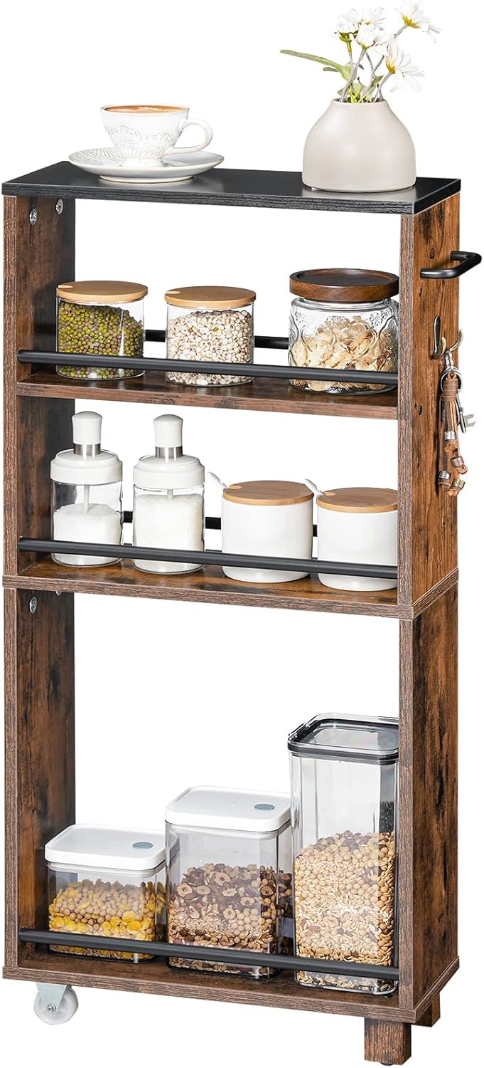 Amazon.com: HOOBRO 4 Tier Slim Storage Cart with Handle, Bathroom ...