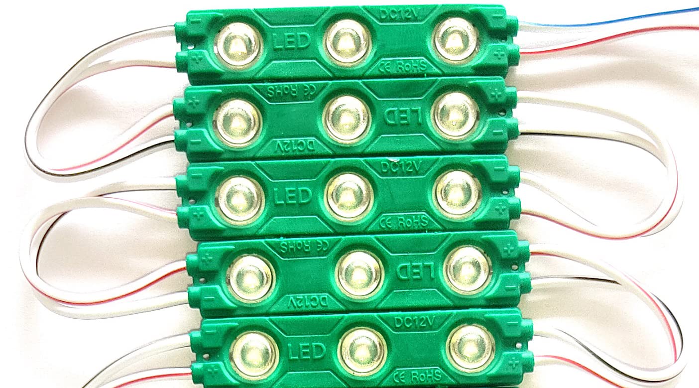 Buy Steko 5 Pieces {GREEN} DC 12 Volt 1.5 Watt 3 LED Optical Lens ...