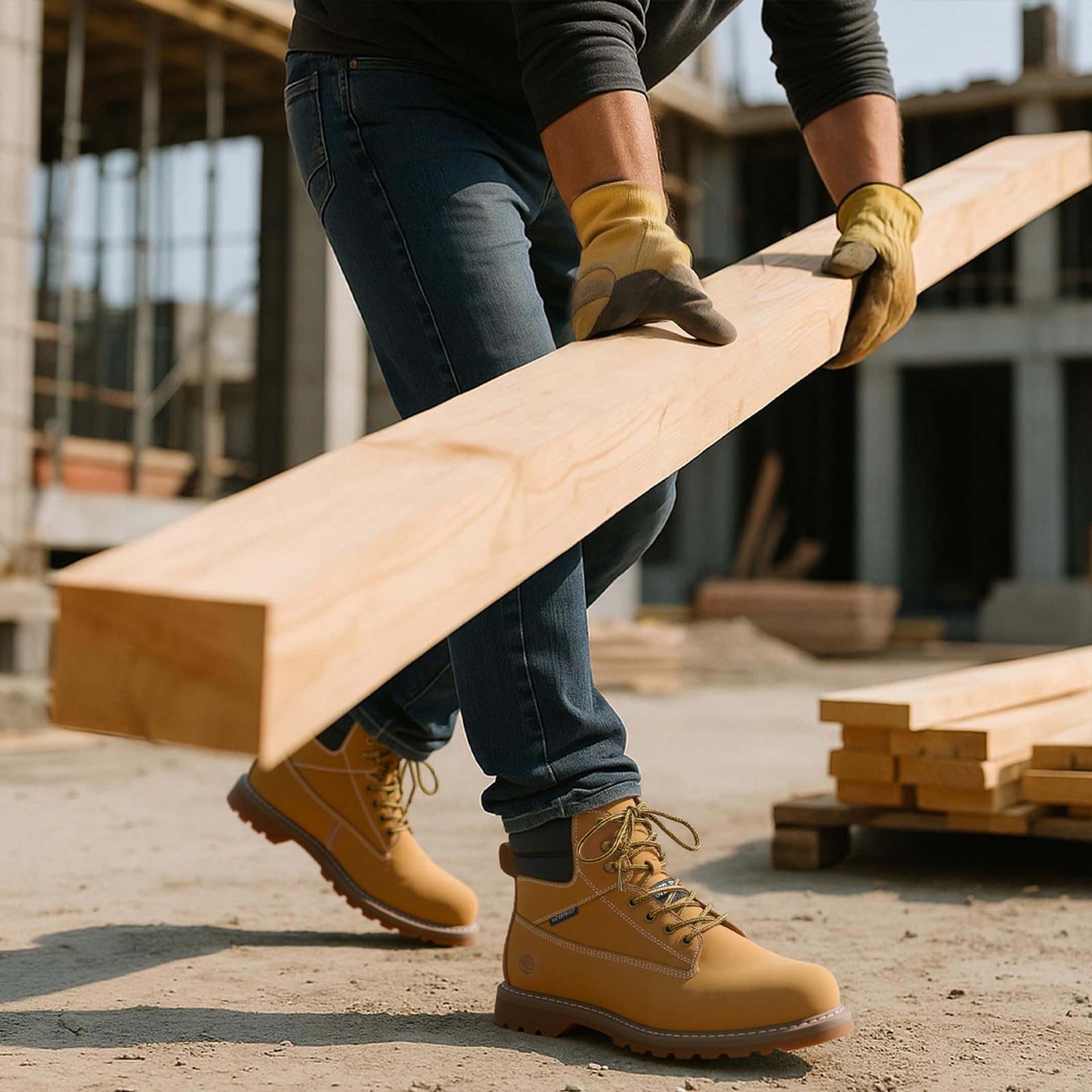 Snapklik.com : Waterproof Steel Toe Work Boots For Men, 6