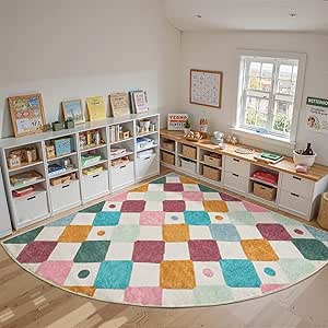 Amazon.com: jinchan Kids Rug for Classroom 8ft Radius Corner Washable ...