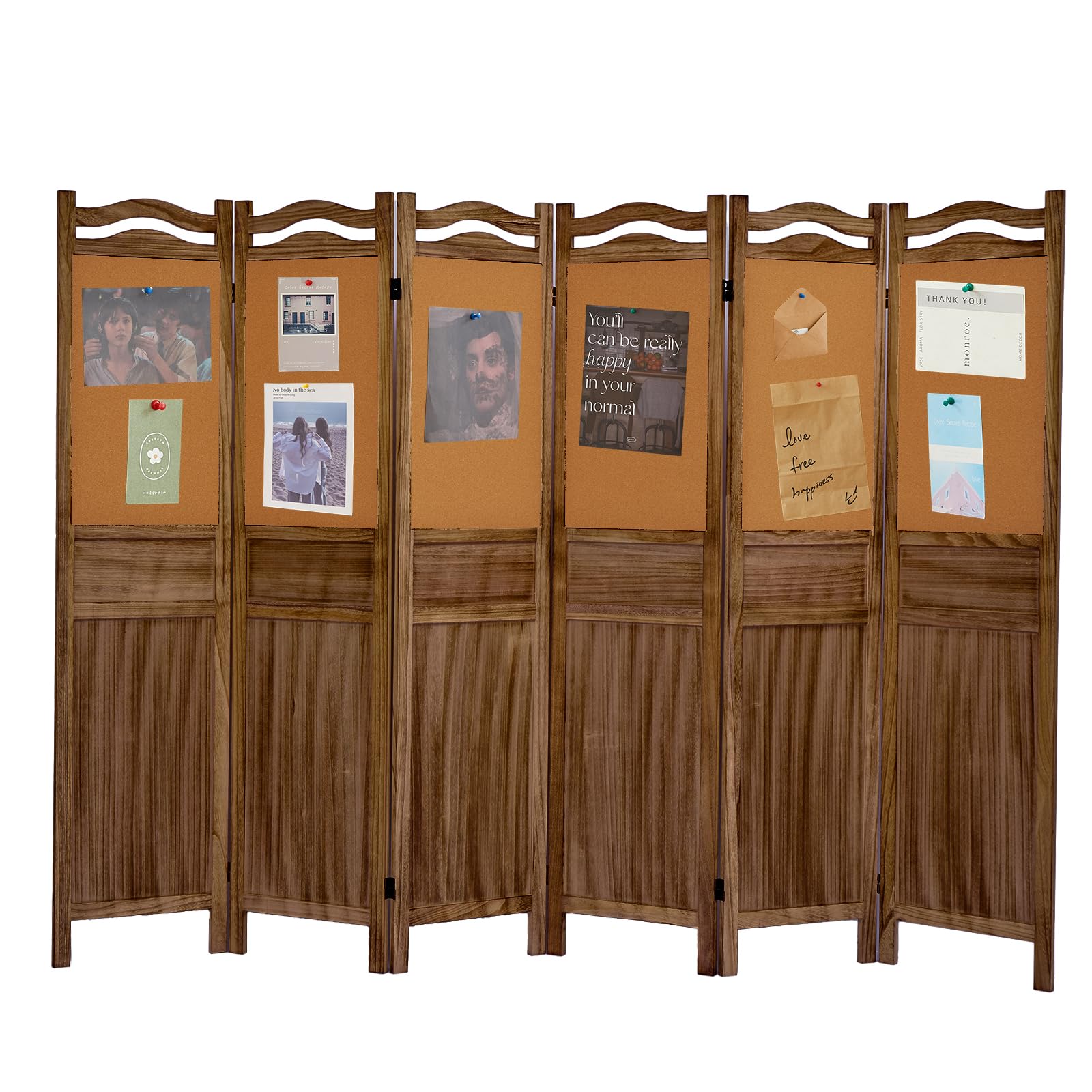 Buy MerdooWood Room Divider with Cork Board for Decoration, 5.6FT Room ...