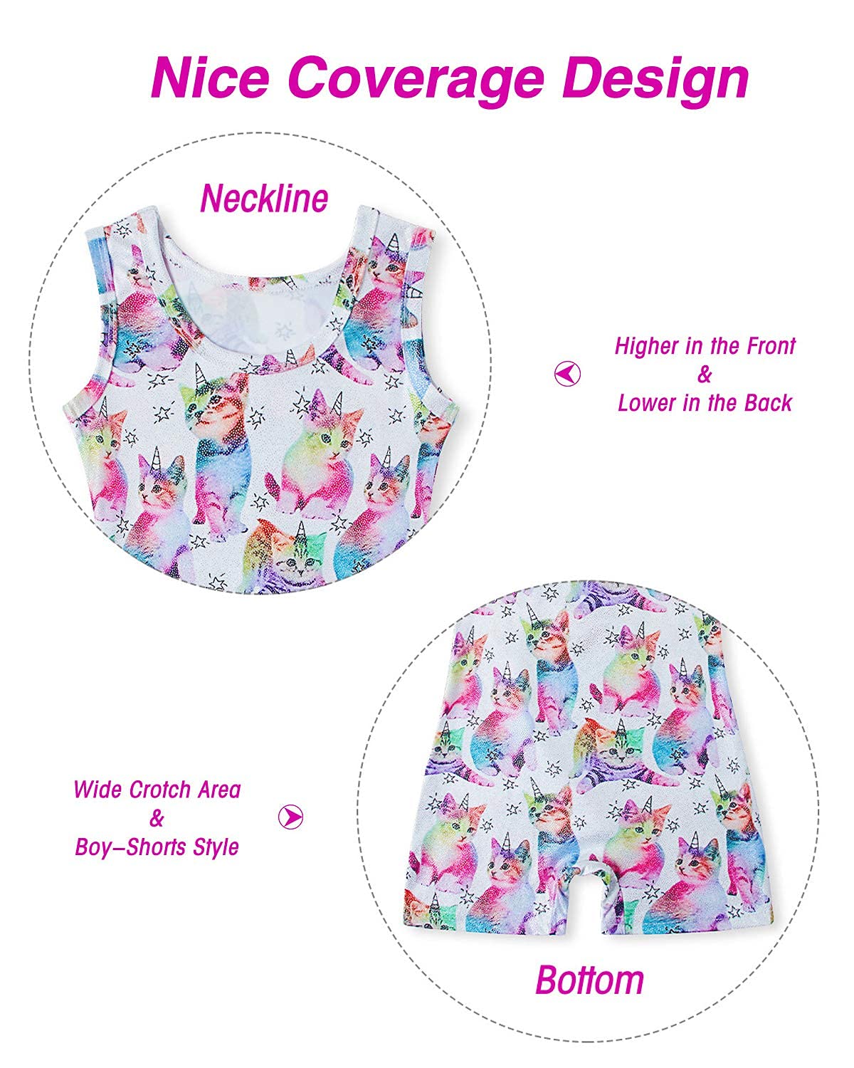 Snapklik.com : Kid Gymnastics Leotard Toddler Unicorn Cat Unitard ...