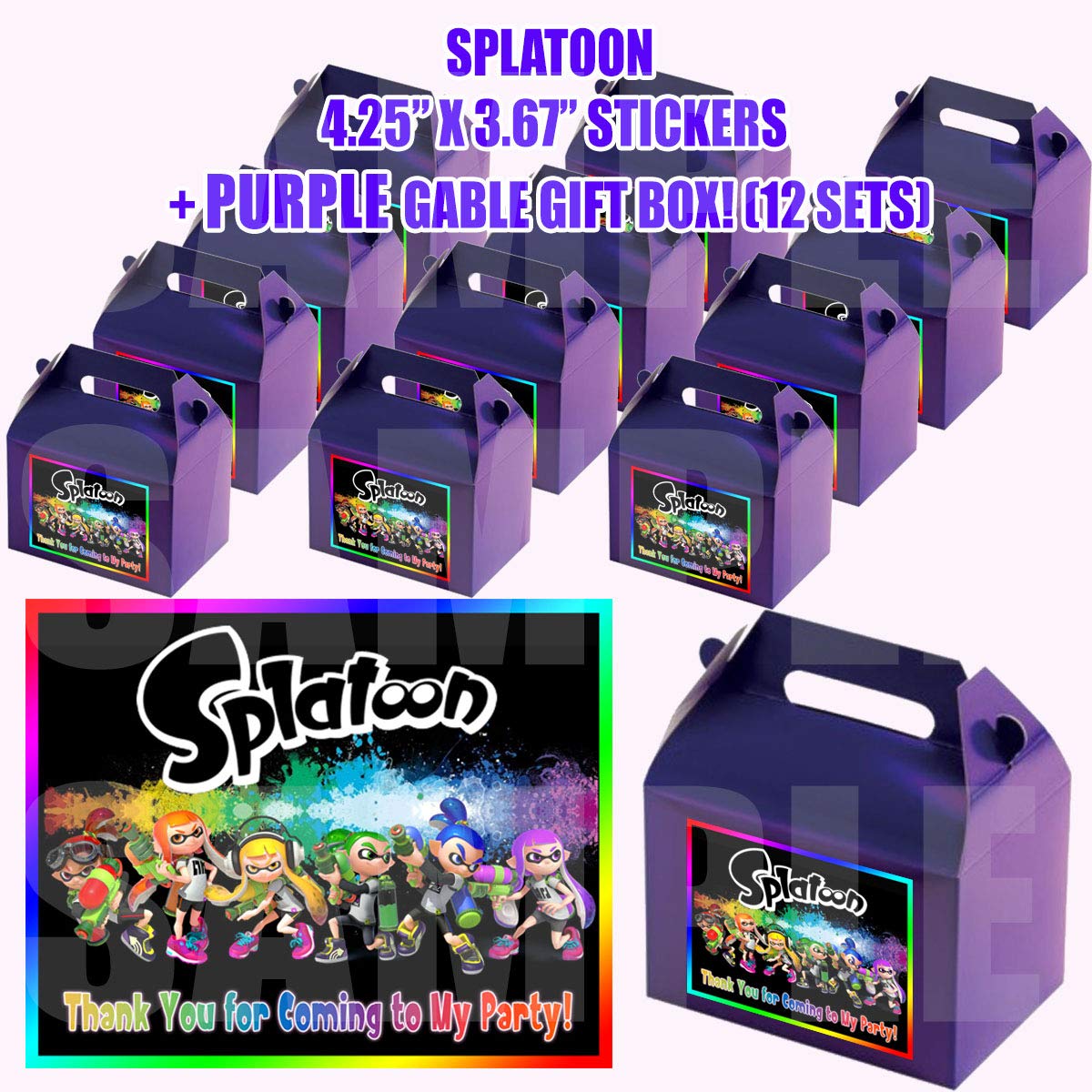 Splatoon Video Game Party Favor Boxes With Thank You Decals ...