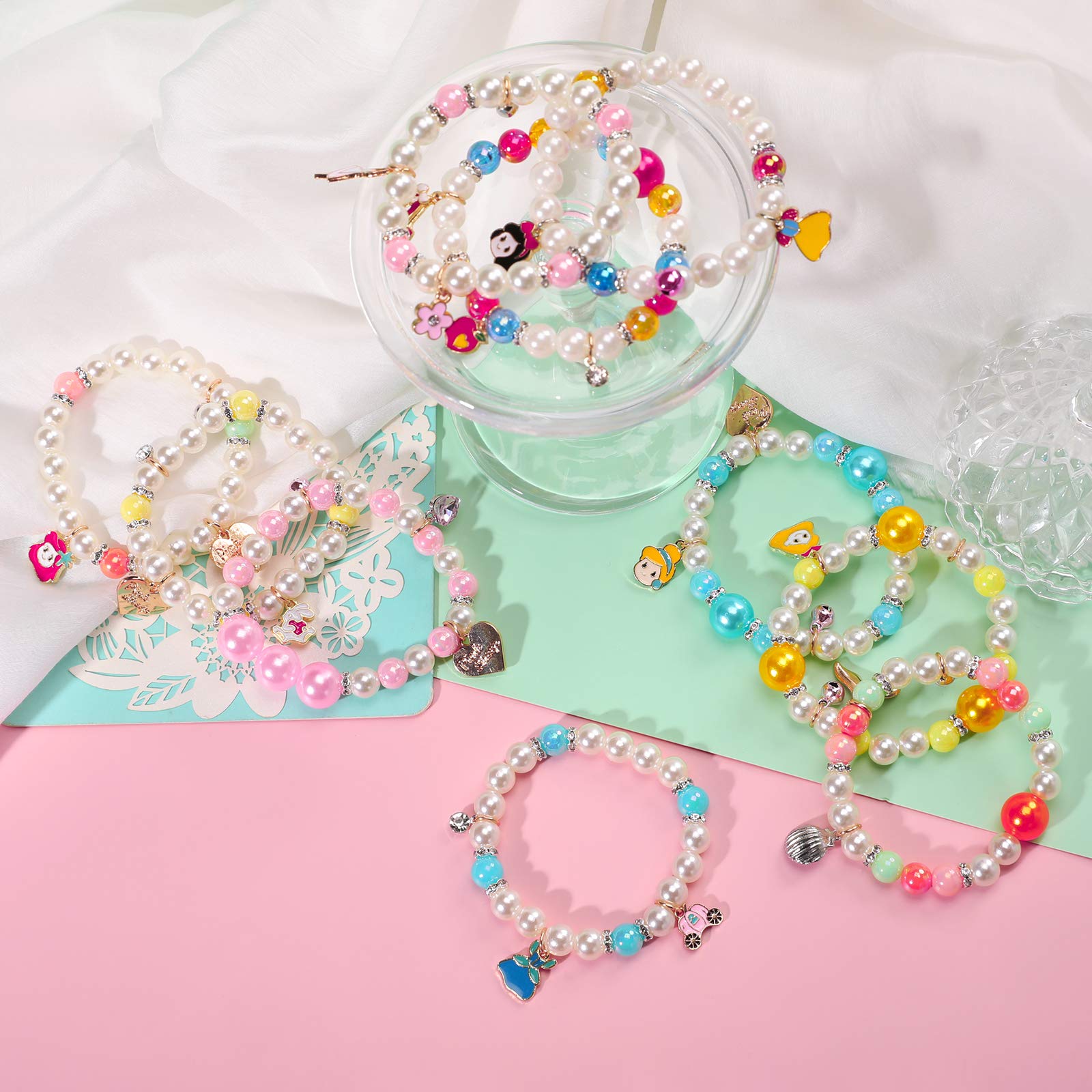 Snapklik.com : PinkSheep Bracelets For Kids Girls Pearl Bead Bracelets ...