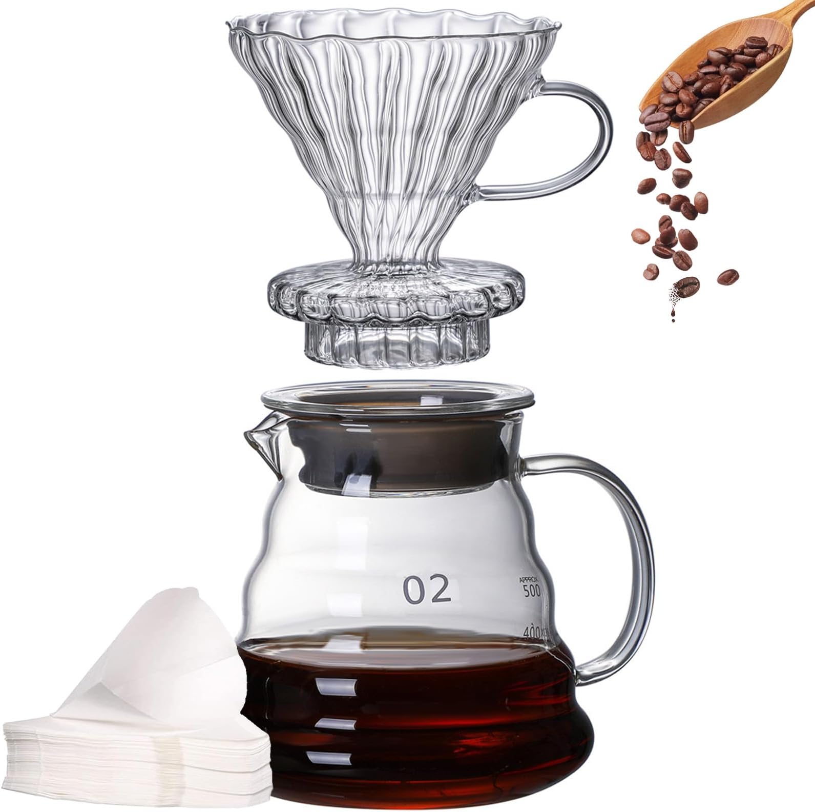 Hario V60 - Juego de Cafetera, V60 Cafetera De Vidrio Borosilicato ...