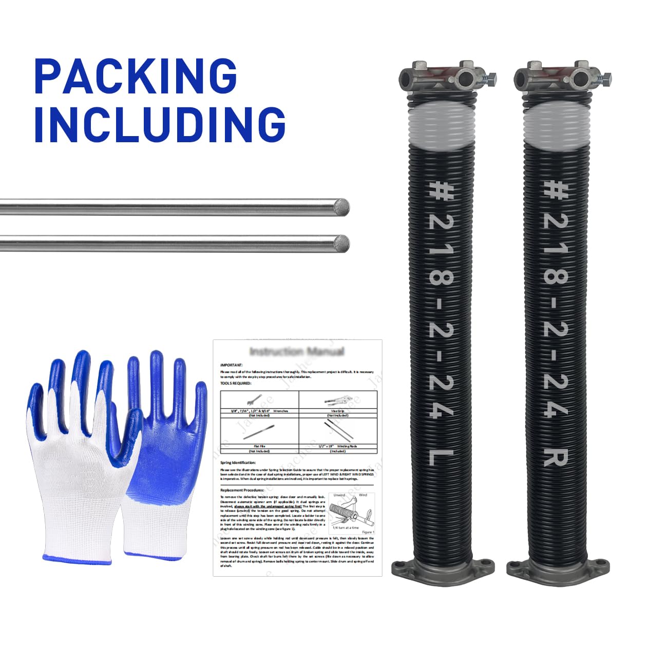 Jachee Garage Door Spring 2" (Pair), Torsion Spring Kit with ...