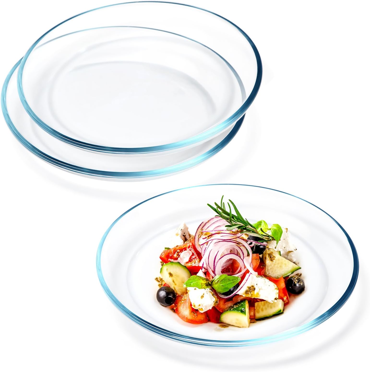 Amazon.com: STPGoods Glass Dinner Plates - Set of 4, Blue Cobalt ...