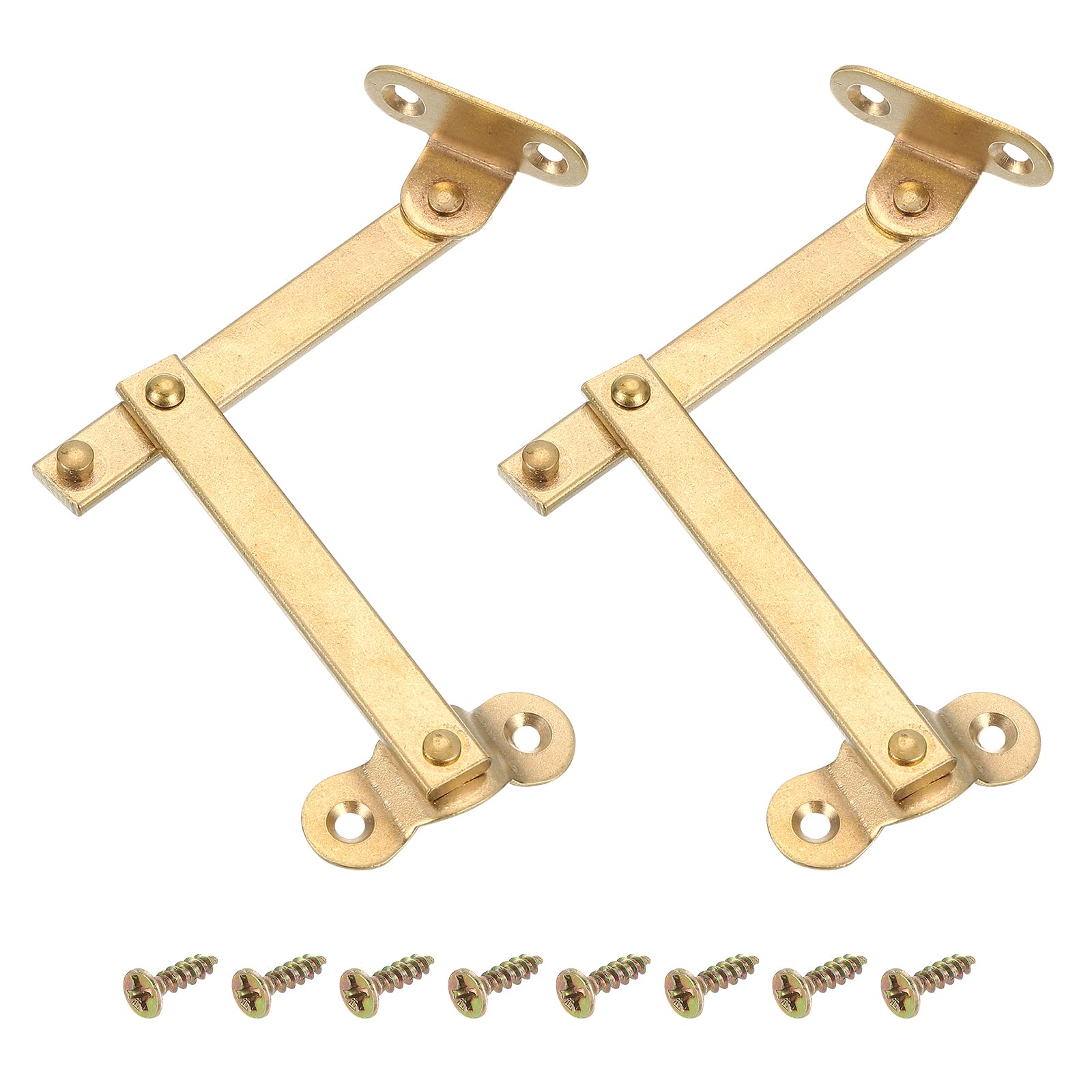 uxcell 2 Pcs Brass Lid Folding Support Hinge, 3" x 2" Lid Stay Hinges ...