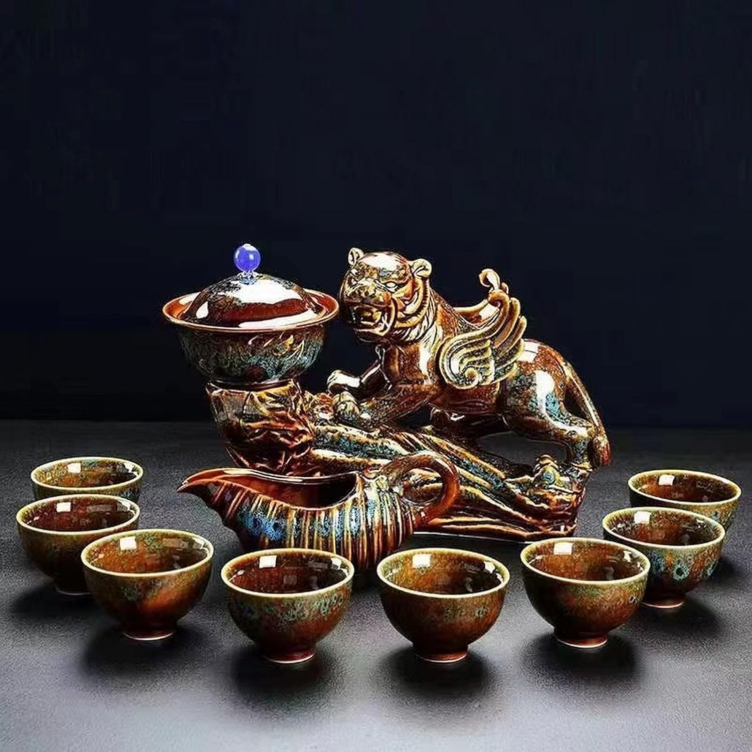 Amazon.com | Chinese Kung Fu Tea Set Gift Box, Chinese Tiger Rock ...
