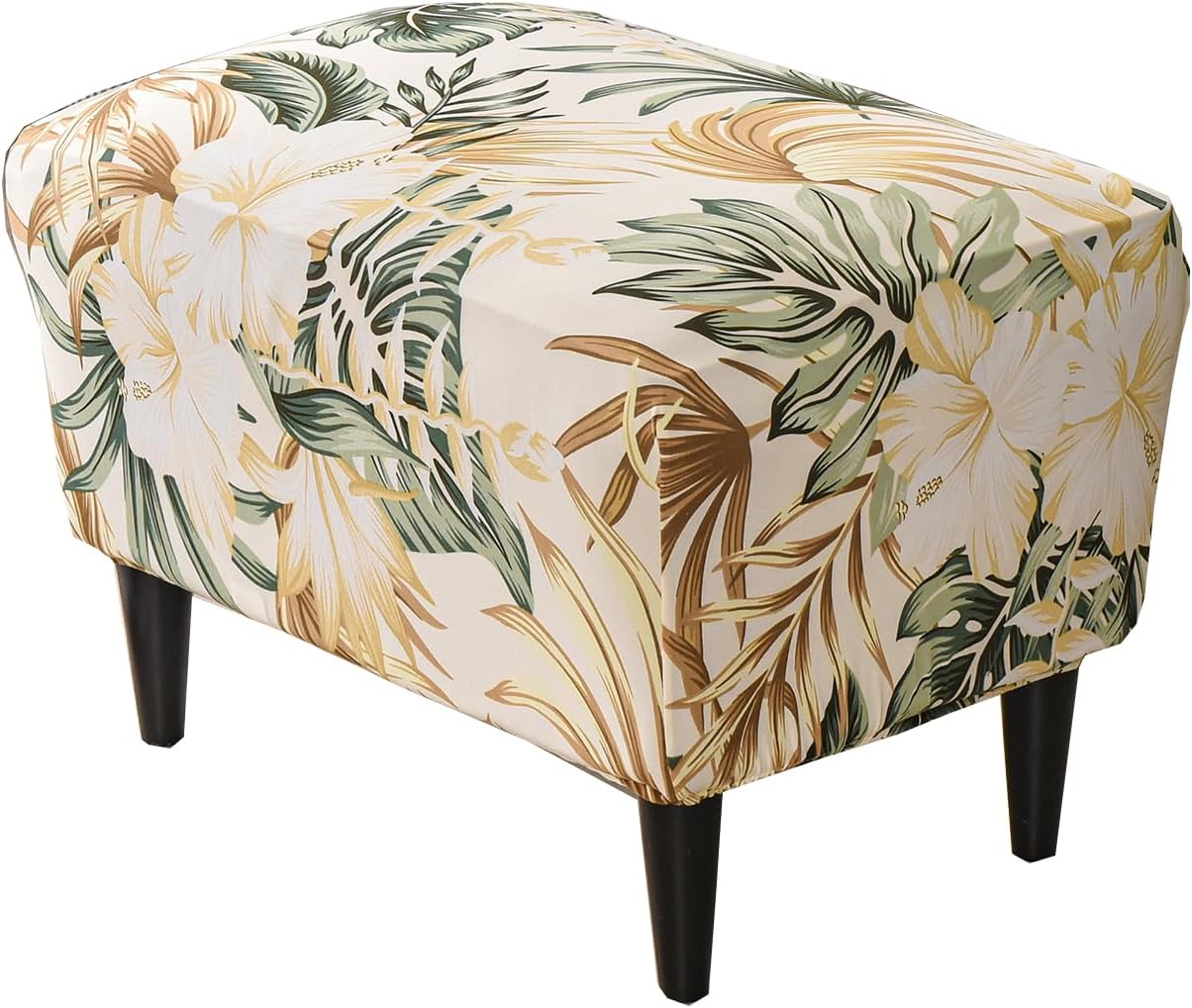 Amazon.com: CRFATOP Floral Ottoman Cover Stretch Ottoman Slipcovers ...