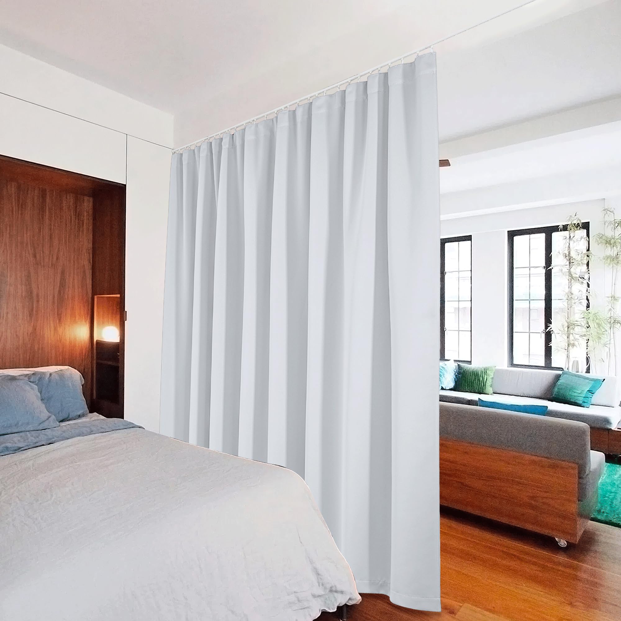 RYB HOME Room Divider Curtain Set with Sliding Track Room Partition for ...