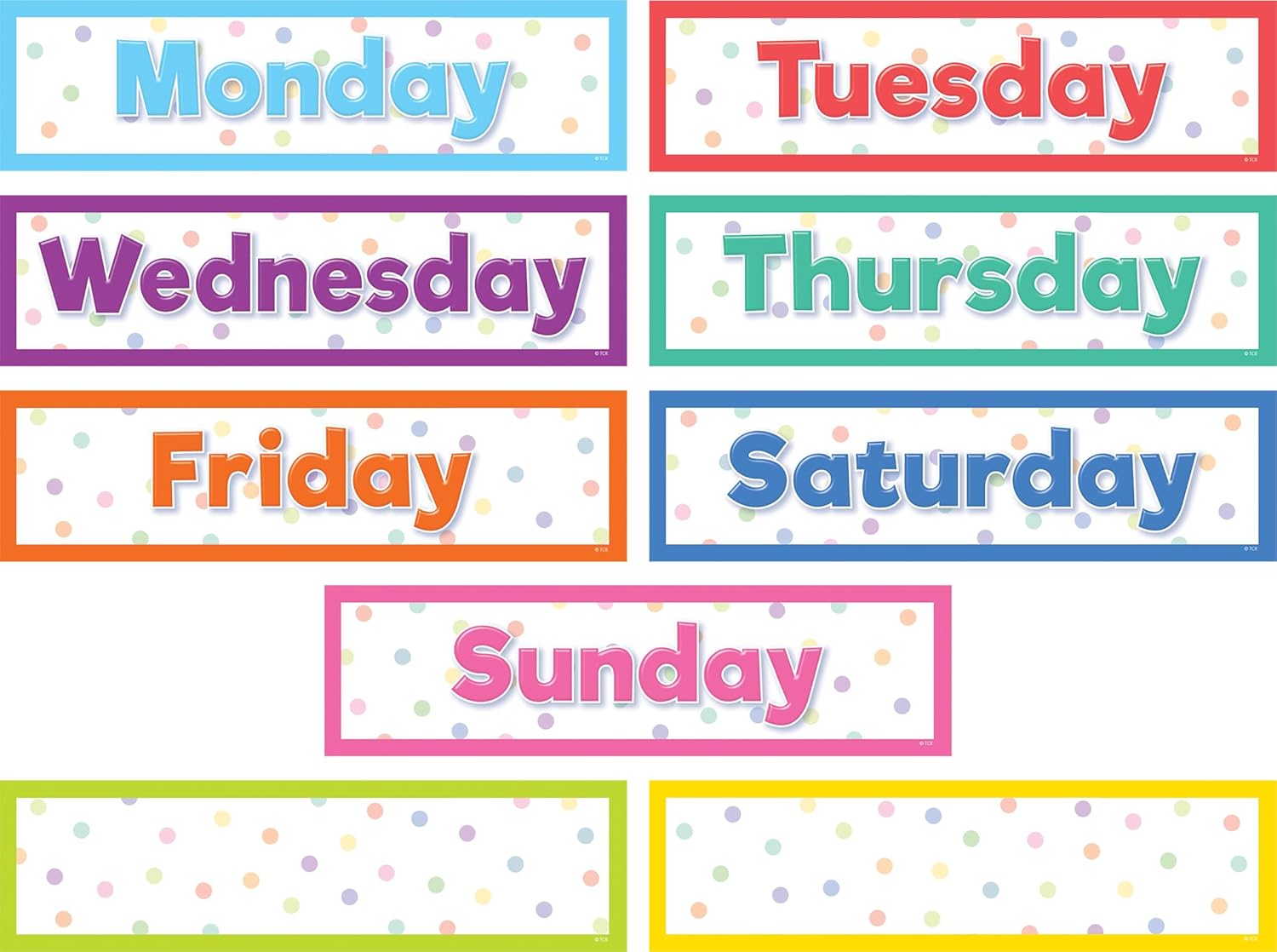 Teacher Created Resources Colorful Magnetic Days of The Week : Amazon ...