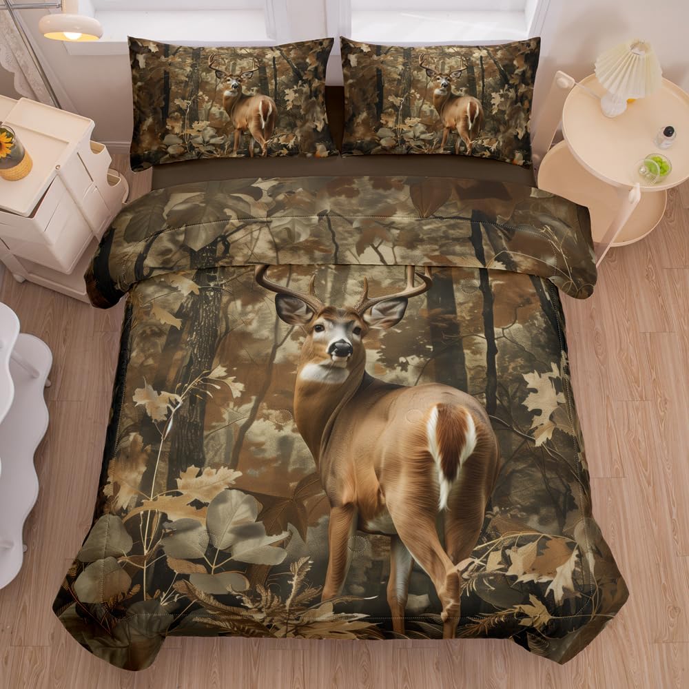 Amazon.com: RUPSLO 5 Pieces Deer Comforter Sets,Camo Bedding Set,Deer ...