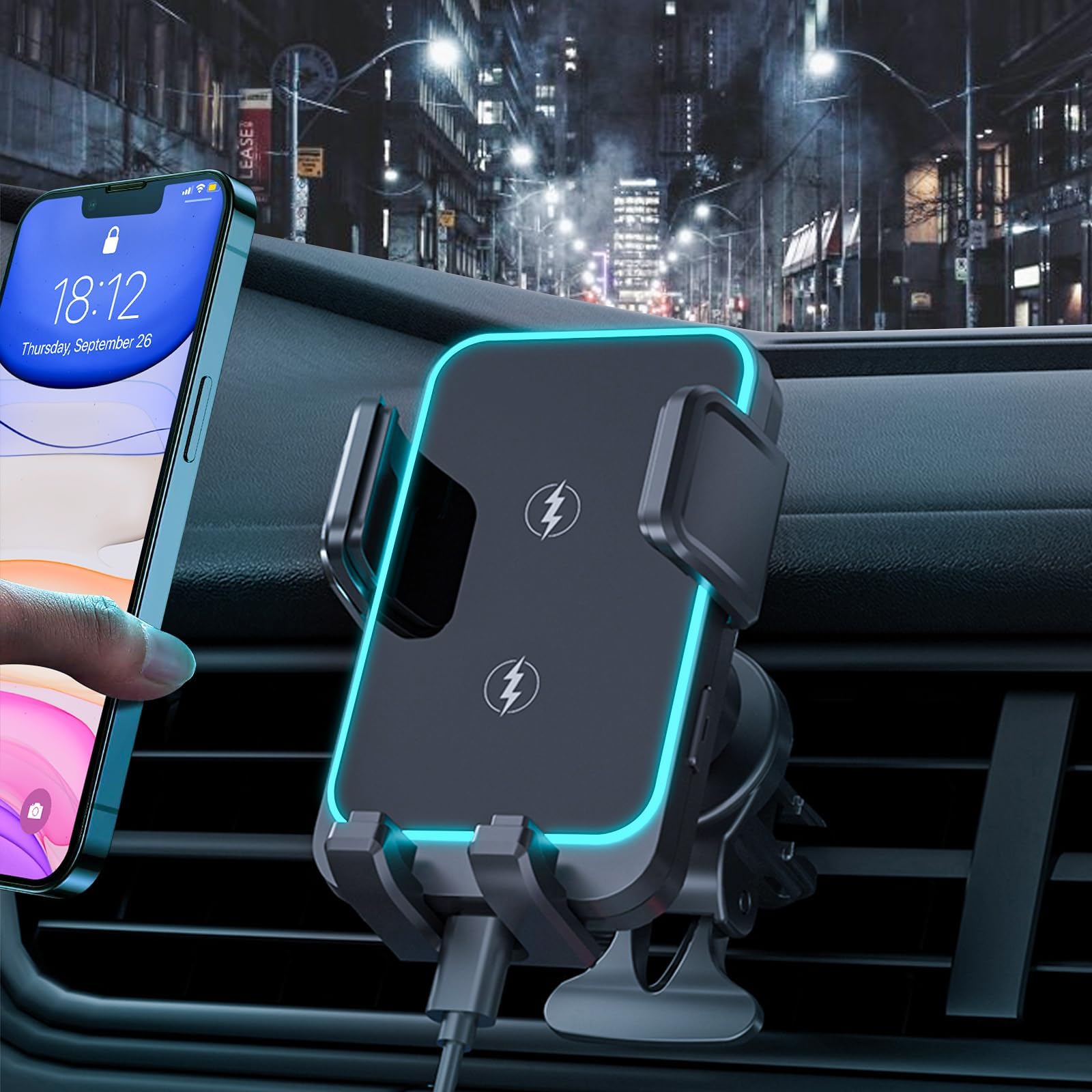 Amazon.com: Wireless Car Charger Mount, Dual Coil 15W Fast Charging ...