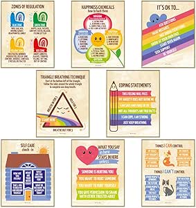 Hat Acrobat Mental Health Posters, Set of 8 UNFRAMED - Wall Art for ...