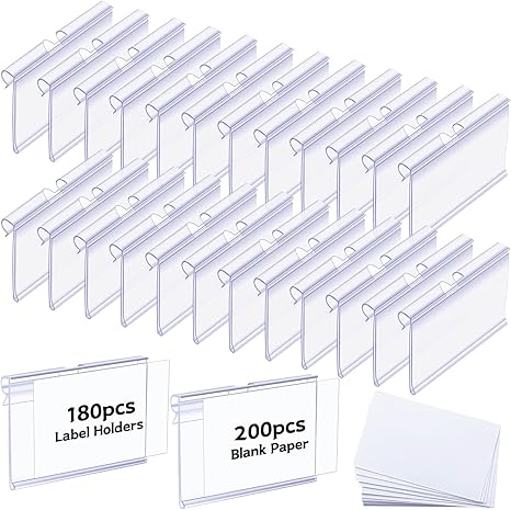 180 Pcs Clear Plastic Label Holders, Pcs Basket Labels Clip On, Wire ...