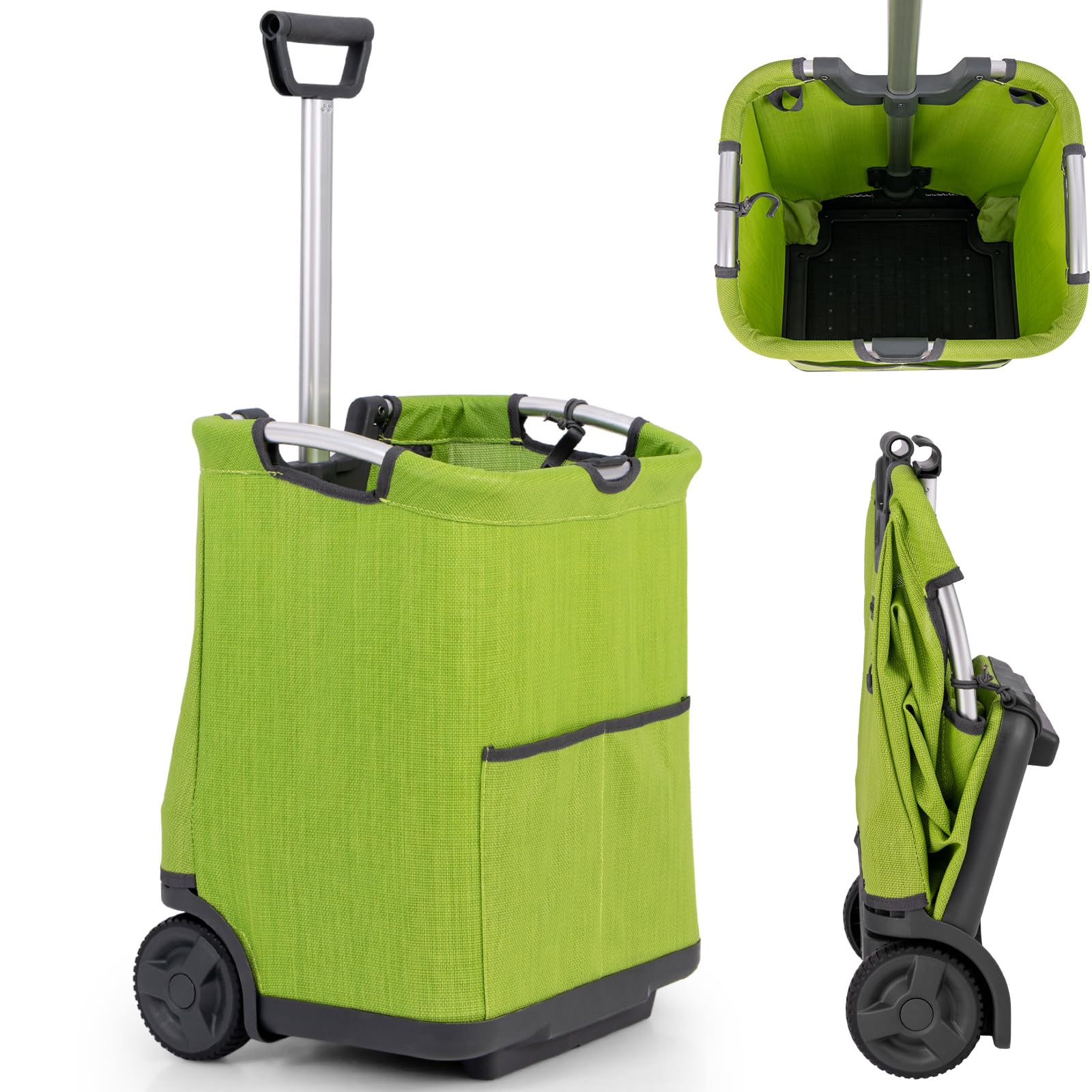 TANGZON Folding Shopping Trolley, 50L Large Lightweight Shopping Cart ...