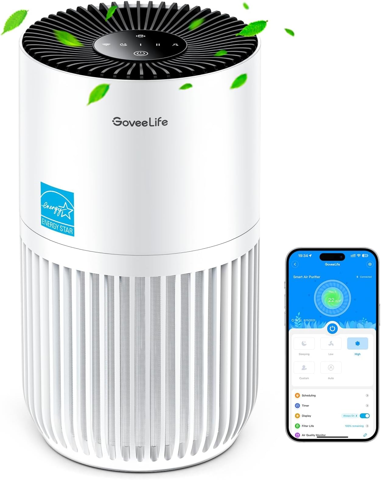 Amazon.com: GoveeLife Mini Air Purifier for Bedroom, HEPA Smart Filter ...