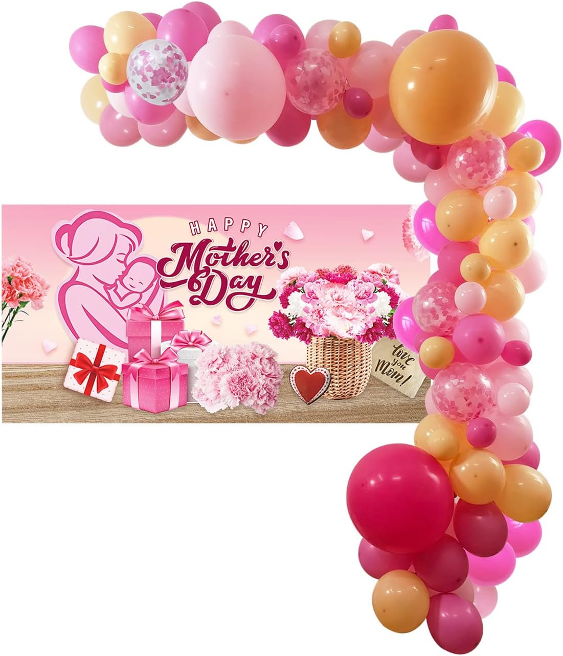 Amazon.com: Mothers Birthday party Balloons Kit Decorations Hot Light ...