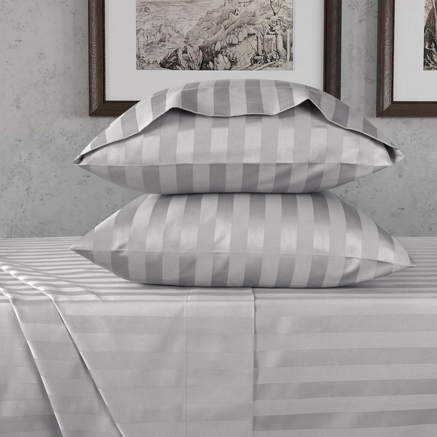 Amazon.com: URBANHUT 800 Thread Count Egyptian Cotton Damask Striped ...