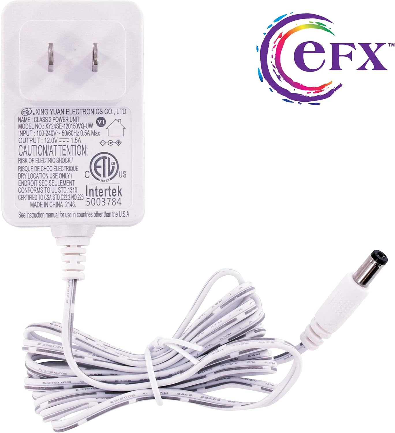 Amazon.com: EFX 12VDC 1.5A ETL Listed Overheat Protected AC 100-240V DC ...