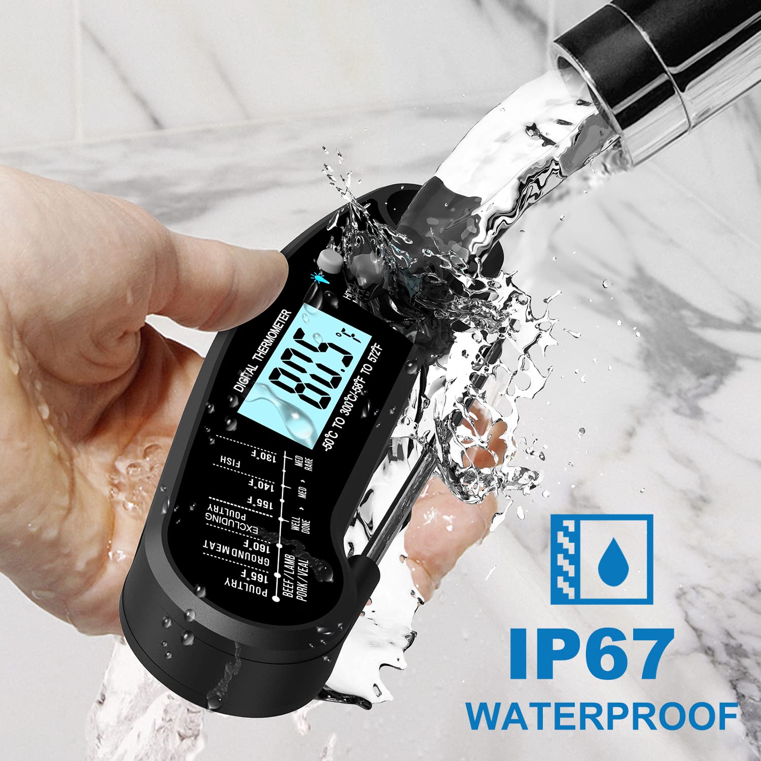 Review Digital Meat Thermometer with Probe, Instant Read Food ...