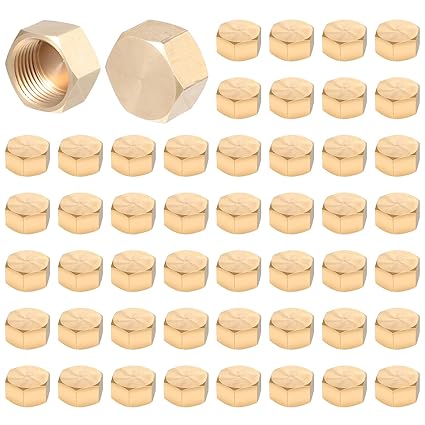 50 Pcs 3/8 Inch Brass Compression Cap, 123 Gas Line Cap, Flare Tube Gas ...