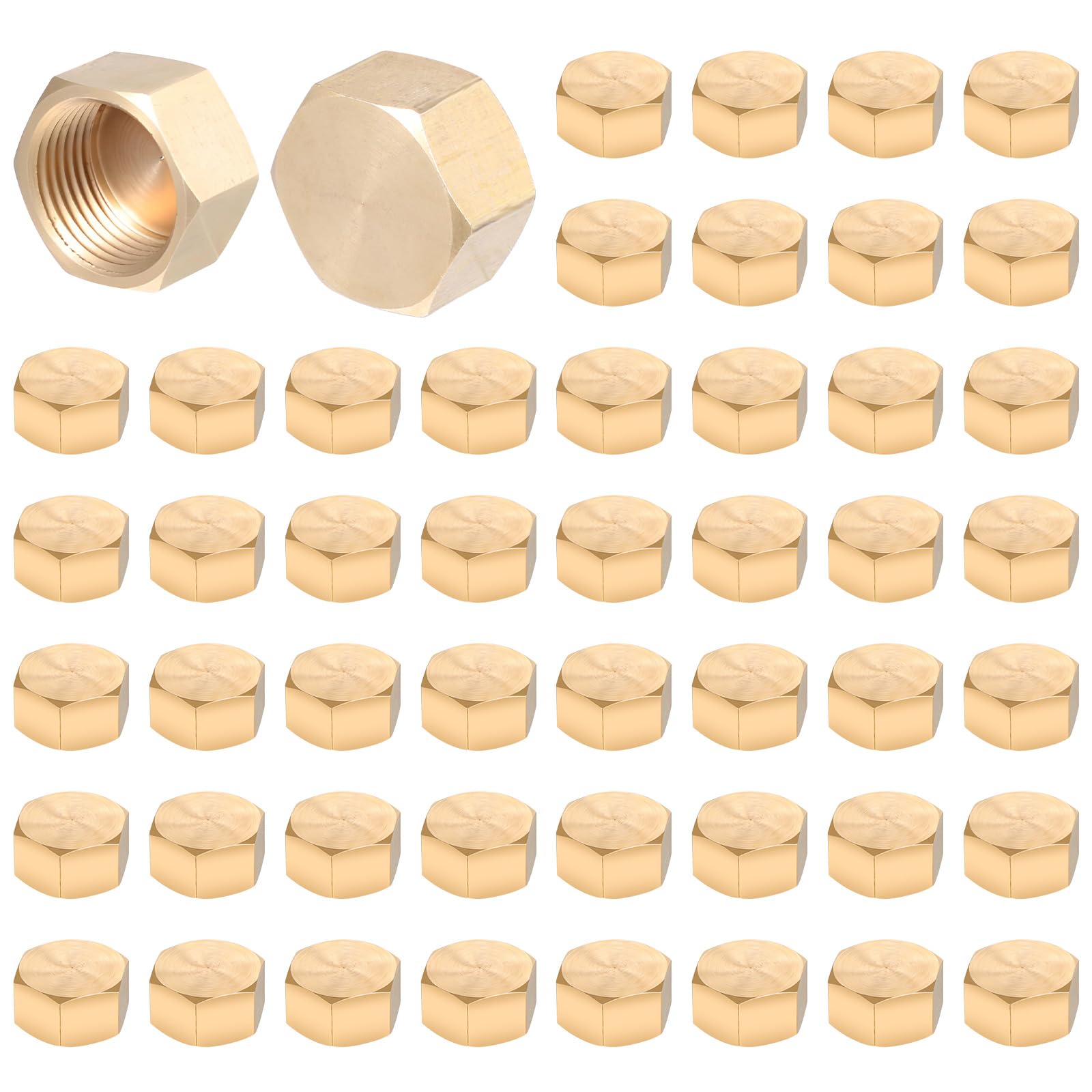 50 Pcs 3/8 Inch Brass Compression Cap, 123 Gas Line Cap, Flare Tube Gas ...
