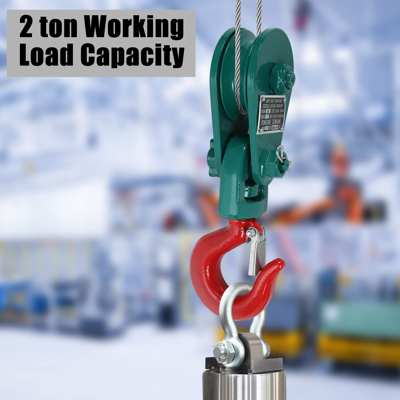 (similar)frperce 2 Ton Snatch Block with Hook Fit 3 inch Sheave 3/8 ...