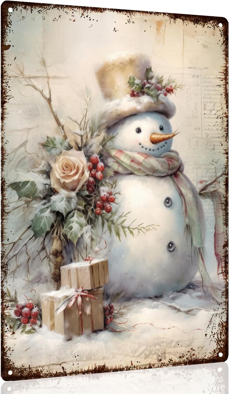 Amazon.com: jirteax Vintage Snowman Decor,Christmas Snowman Wall ...