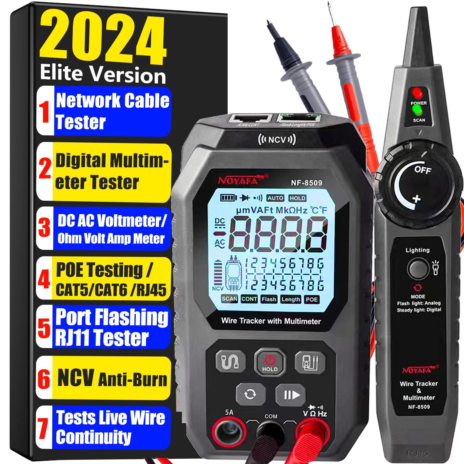 Noyafa Nf 8509 Network Cable Tester With Multimeter Tester Poe ...