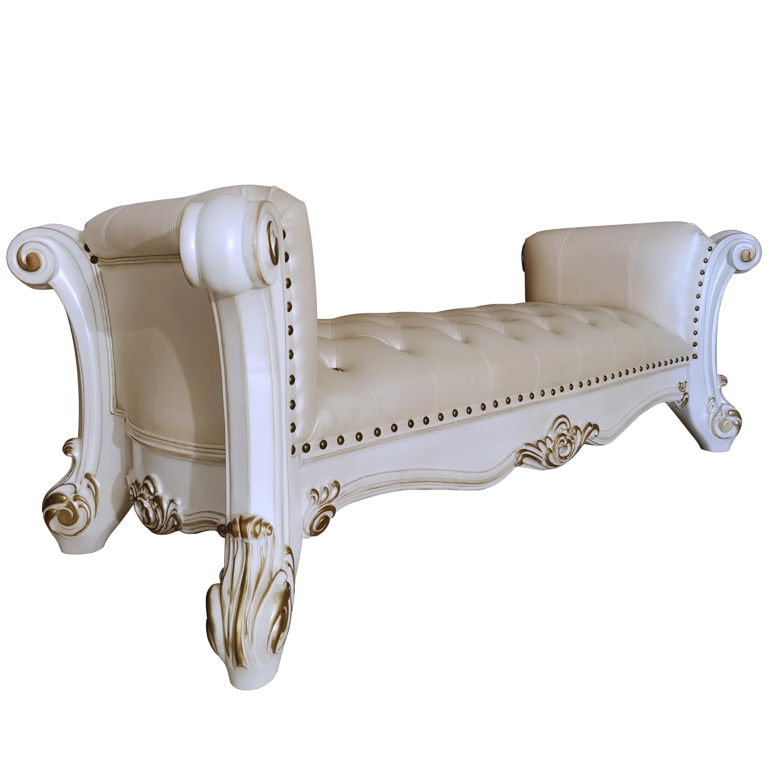 Amazon.com - Acme Vendome Wooden Upholstered Tufted Bench in Antique ...