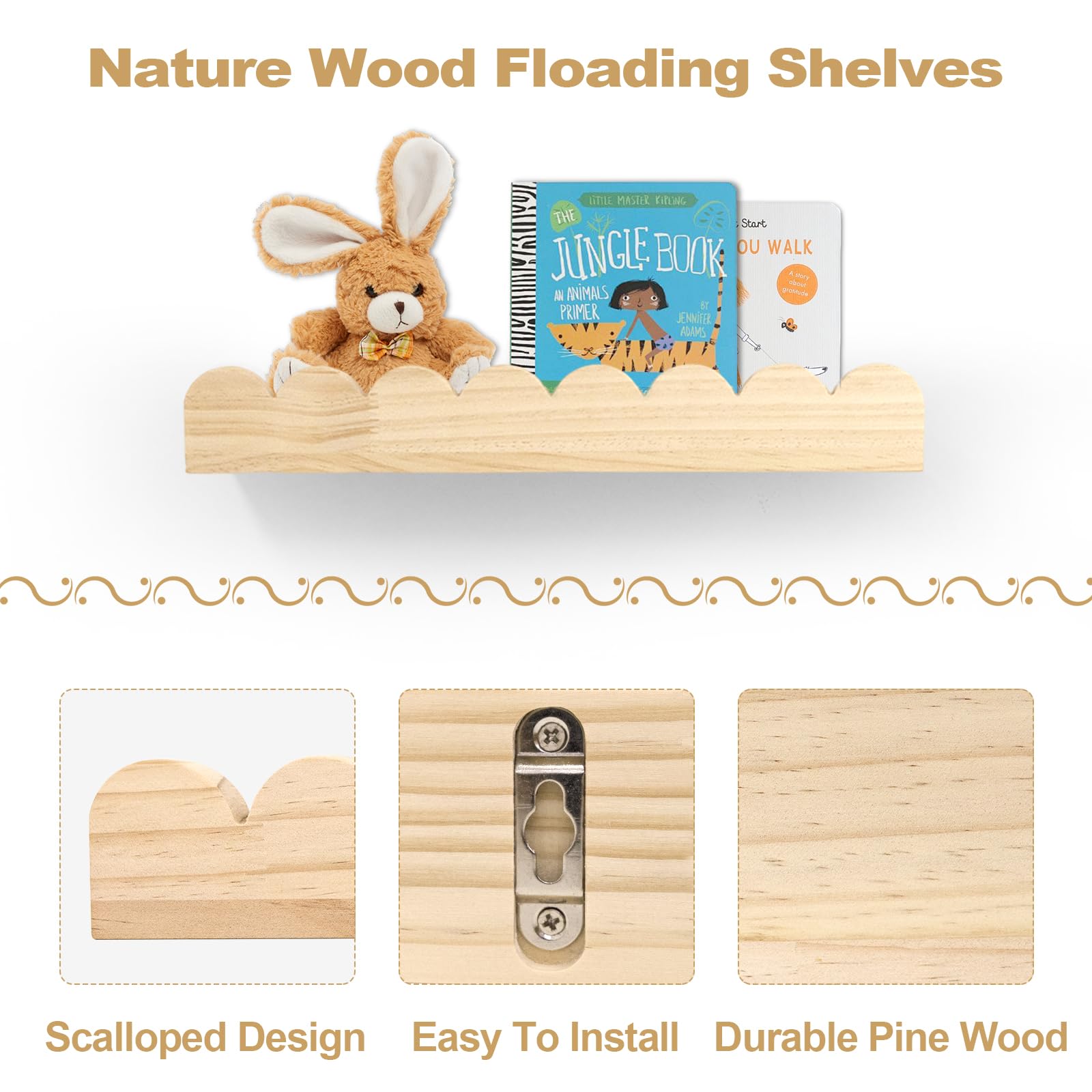 Floating Book Displays Kids Harwaya Scalloped Floating Bookshelves 4 ...