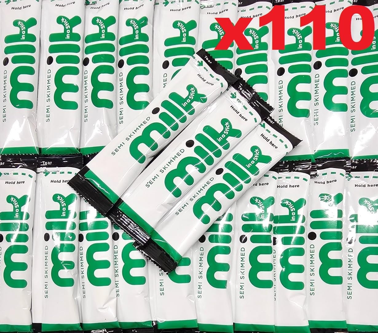110x Semi-Skimmed Milk 10ml Individually Wrapped Sticks Portions ...
