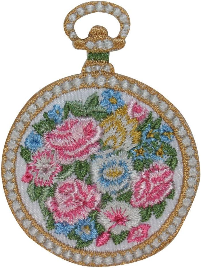 Amazon.com: ID 3082 Floral Pocket Watch Patch Wind Up Clock Embroidered ...