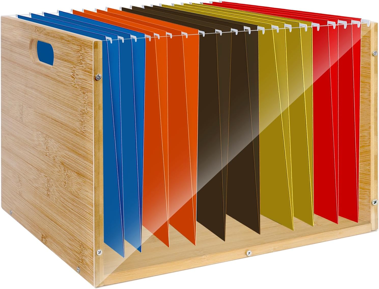 Amazon.com : futaiphy Clear Acrylic File Box Organizer, Bamboo Hanging ...