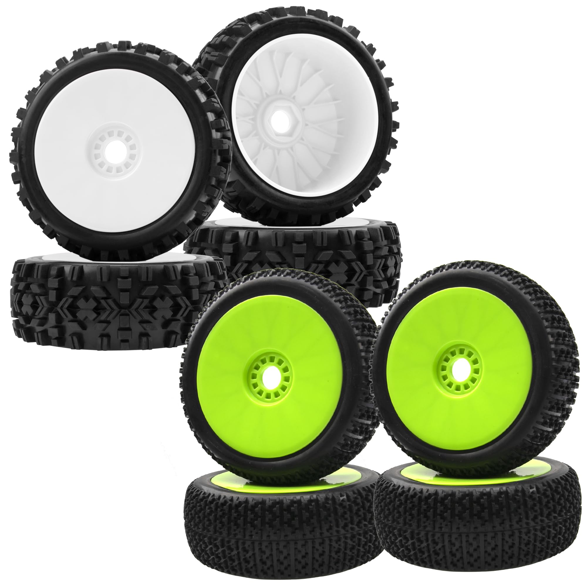 Amazon.com: OD 4.52" 1/8 RC Buggy Rubber Tires Tyre w/Plastic Rim 17mm ...