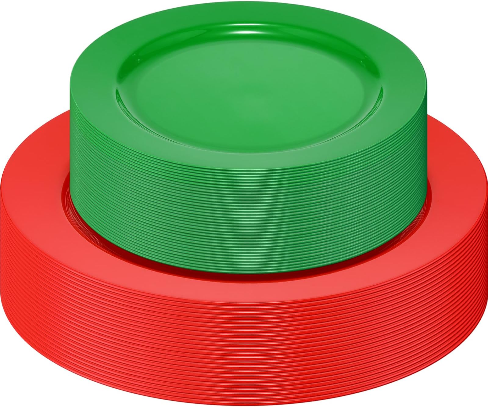 Amazon.com: Mumufy 300 Pcs Christmas Plastic Plates 7 Inch Red Green ...