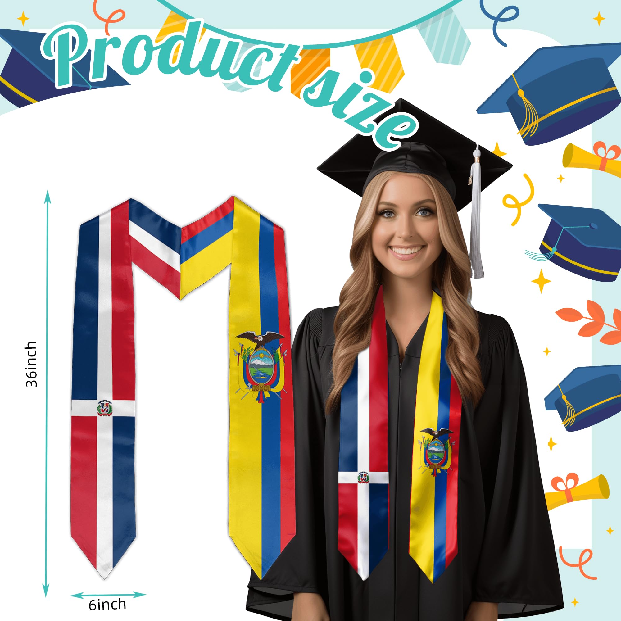 Snapklik.com : Dominican Republic Ecuador Mixed Flag Graduation Stole ...
