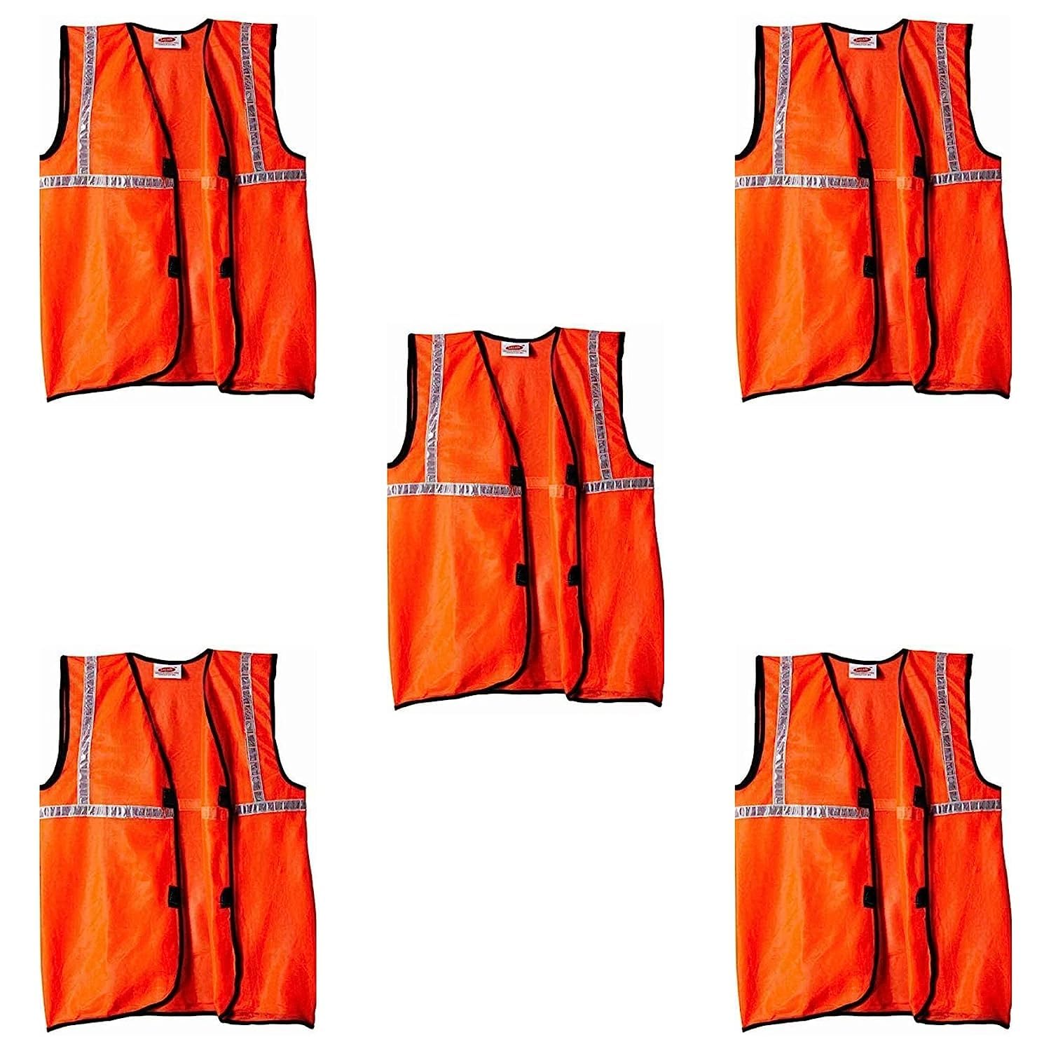 Orange Work Wear Reflective Front & Back Reflector Strips Safety Jacket ...
