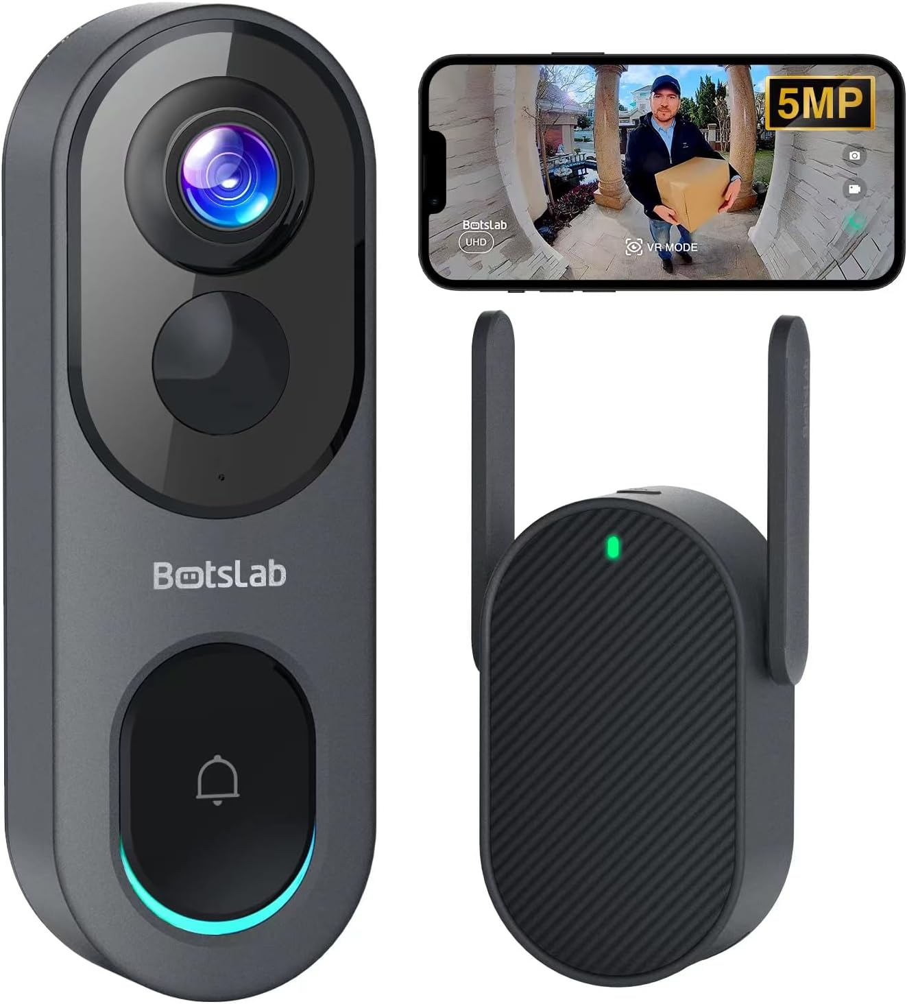 Reolink Sonnette Connectée Filaire Caméra 5MP WiFi, Doorbell Extérieure ...