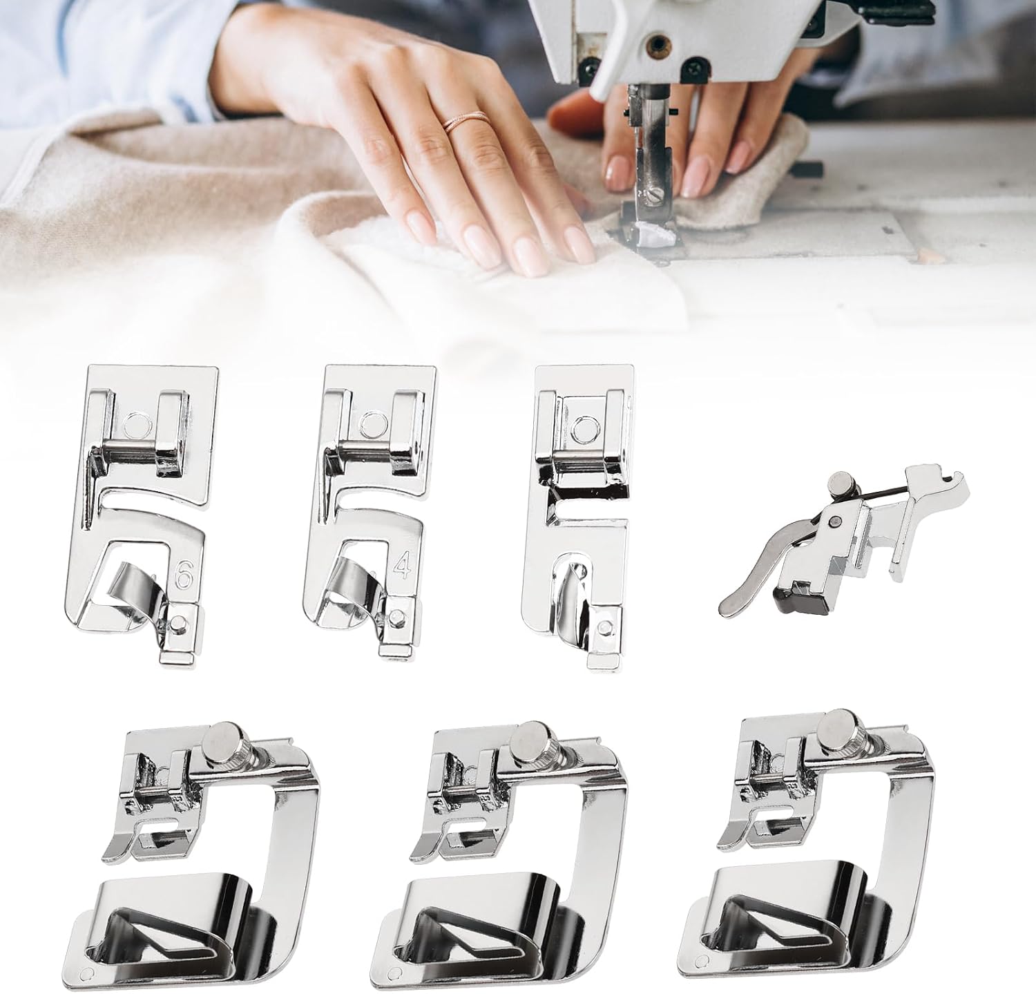 Amazon.com: 7 Pcs Rolled Hem Presser Foot, Sewing Machine Feet, Presser ...