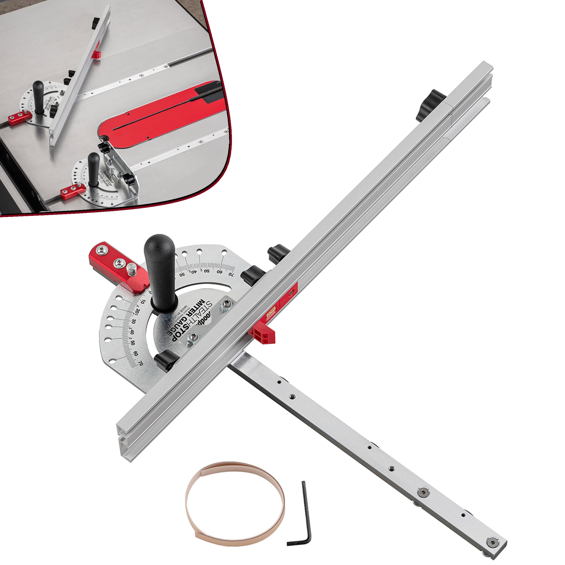 Buy WoodpeckersStealthStop Miter Gauge, Universal Table Saw Miter Gauge ...