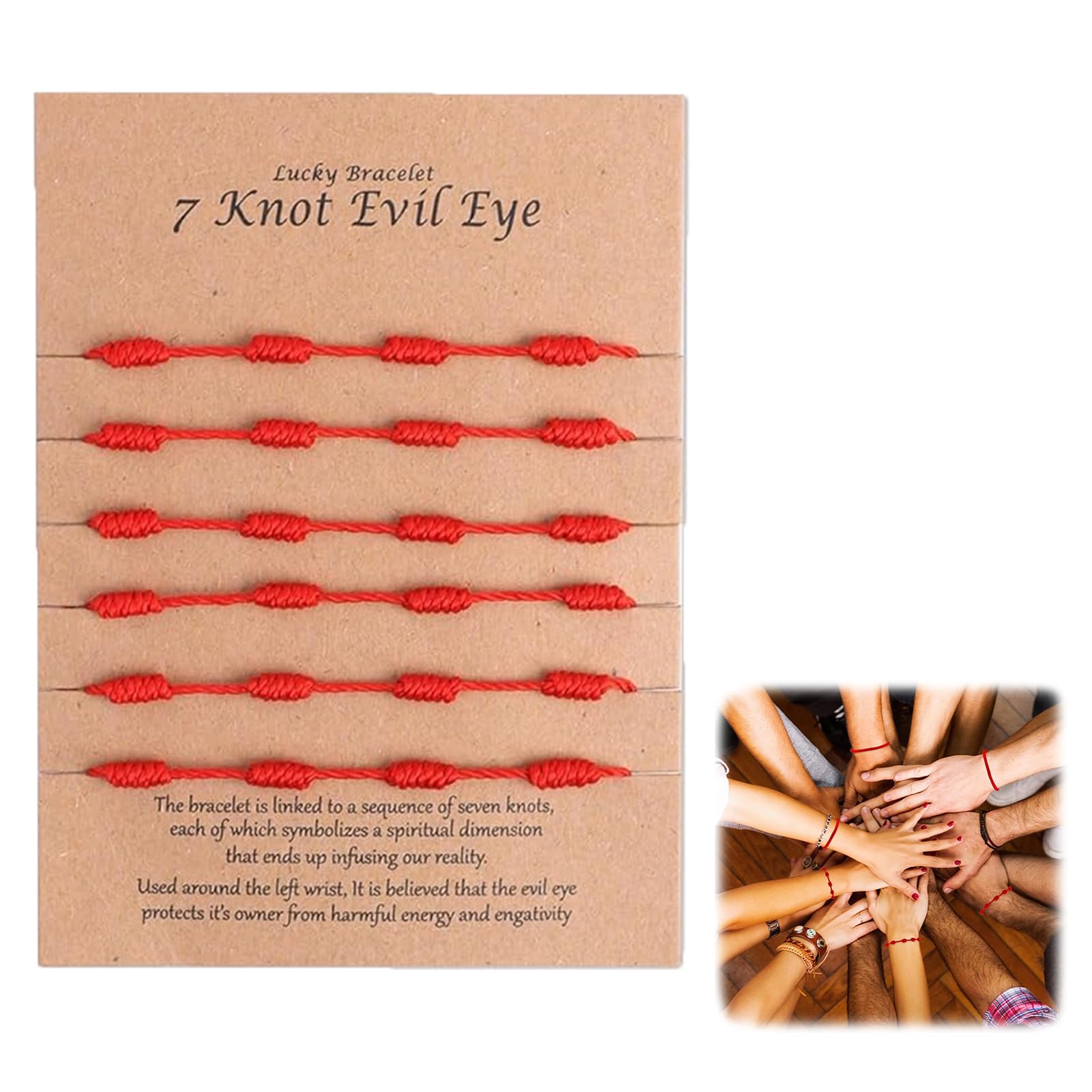6 Pack 7 Knot Red String Bracelets, Adjustable Kabbalah Protection ...